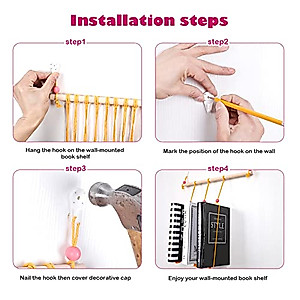 VOMELON Handmade Bookshelf,2 Pack Hanging Bookshelves Decor, Floating Bookshelf and Display Book Holder for Bedroom Wall Hanger for Kids Great Gift