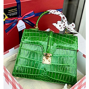 Genuine Green Crocodile Alligator Leather handbag, Crocodile Women Tote, Alligator Women Purse, Lady Bags