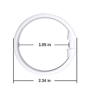 24 PCS White Plastic Shower Curtain Rings,Sturdy Easy Use Shower Curtain Hooks