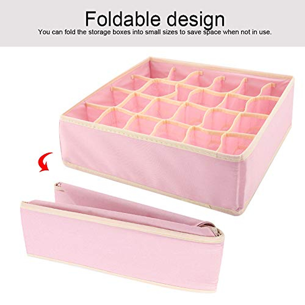 Bunny Kachu Sock Drawer Organizer, Durable Soft Nonwoven Fabric and Paper Board Container Grid Divider Design Storage Box for Household(Pink)
