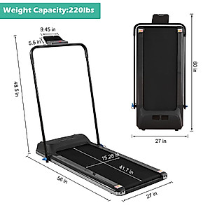 AW 2 in 1 Under Desk Treadmill Folding Electric Treadmill Walking Jogging Machine Motorized Exercise Machine with LCD Display for Home Office Gym Exercise Apartment Basement Workout