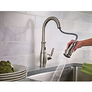 Moen Brantford Spot Resist Stainless Motionsense Two-Sensor Touchless One-Handle High Arc Pulldown Kitchen Faucet Featuring Reflex Docking System, 7185ESRS