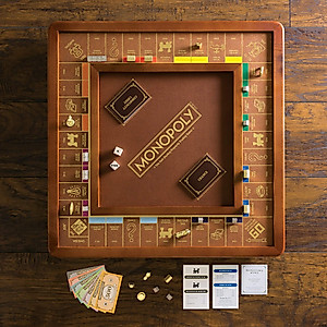 WS Game Company Monopoly Luxury Edition with Burl Finished Wood Cabinet