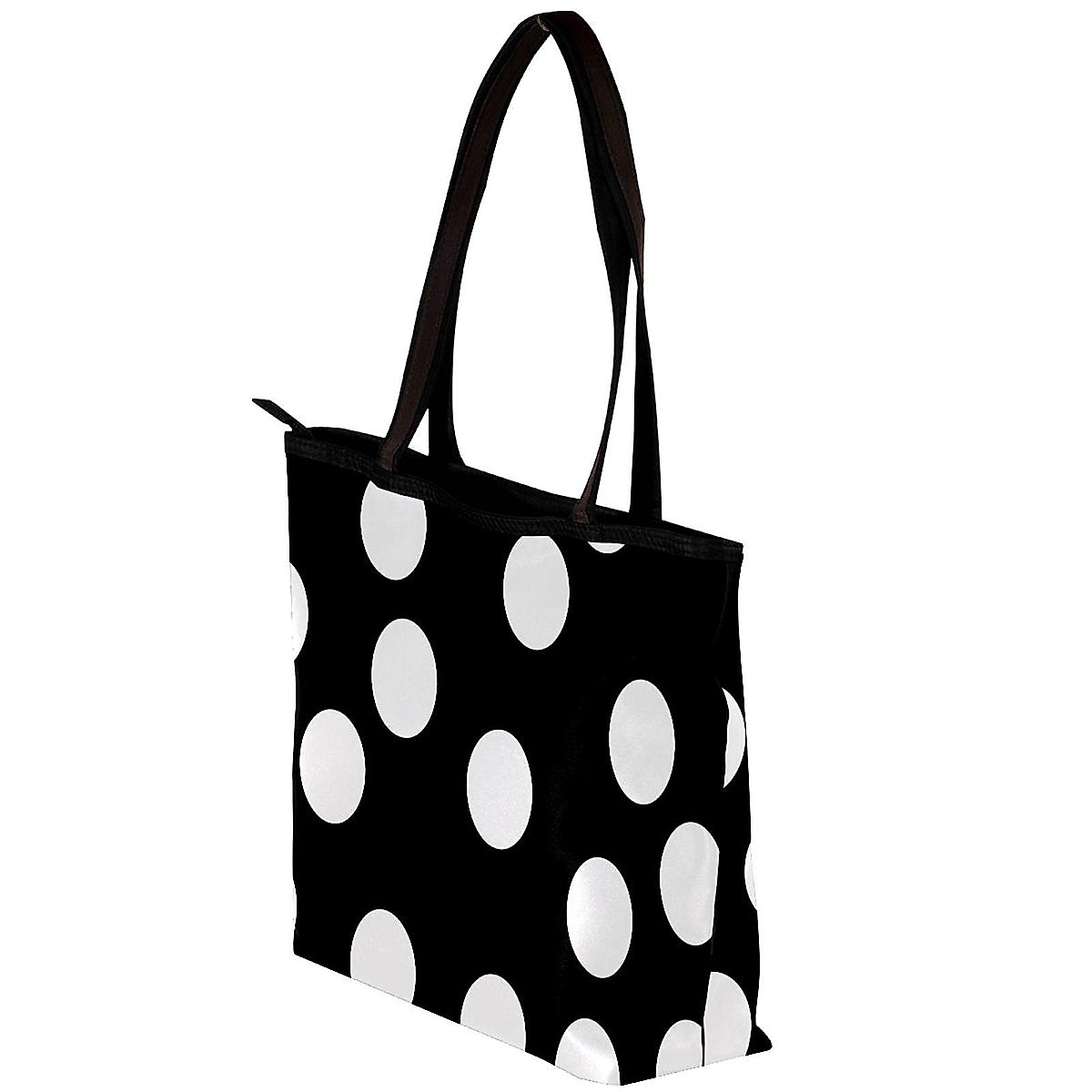 miningcase Tote Bag Shoulder Bags White Black Polka Dot Handbags for Women with Inner Pouch
