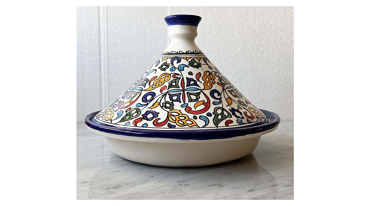 Hand Painted Moroccan Ceramic Tagine - Authentic Cookware