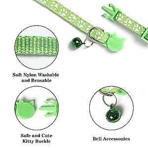 Kitys Fatch Detachable Cat Collars with Bells, Set of 6, Super Soft Nylon pet Collar with Name Tag，Adjustable，Cat Collars for Girls Cats or Boys Cats