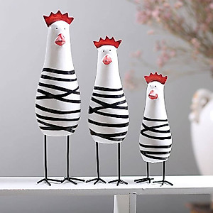 Greencherry Wood Cute Chicken Chook Carving Figurines for Home Decor Pack of 3 Pcs