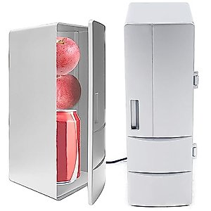 EXQST Mini Refrigerator USB Fridge Freezer, Mini Fridge Cooler & Warmer,500 ml Small Drink Fridge with Cooler & Warmer, for Bedrooms, Cars, Offices, Drinks, Food, Skincare, Cosmetics