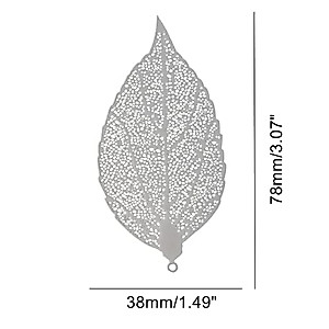 IUAQDP 8 Pieces Metal Leaf Hollow Bookmark with Hanging Hole, Leaf Vein Book Marker, Mesh Plant Page Marker for Bookworm Writer Reader Student Teacher Office School Stationery Accessory, Gold & Silver