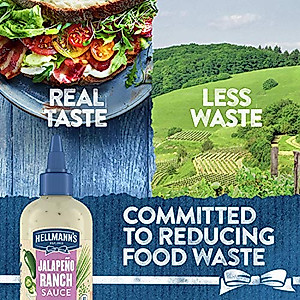 Hellmann's Dressing and Dip 6 count For Burgers, Sandwiches, and more Jalapeno Ranch Drizzle Sauce Squeeze Bottle 9 OZ