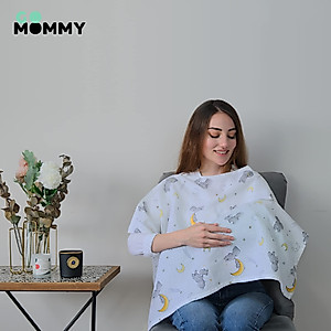 Go Mommy Muslin Nursing Cover for Baby Breastfeeding, Breathable 100% Cotton Breastfeeding Cover for Mother Nursing Apron, Multi-use Carseat Canopy