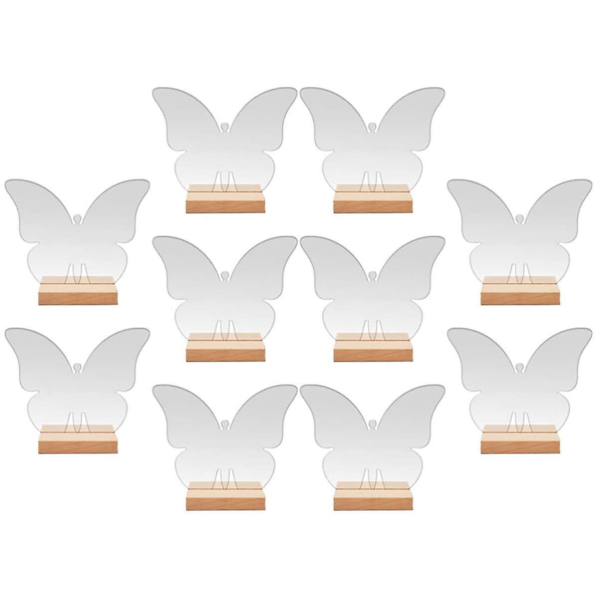 Gadpiparty 10 Sets Butterfly Shaped Clear Acrylic Place Cards Blank Wedding Signs Seating Cards with Holder Sublimation DIY Butterfly Table Number Decor Party Supplies
