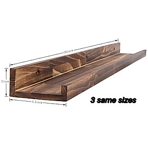 AZSKY Large Floating Shelves 36 Inch Wood Wall Mounted Set of 3 Floating Bookshelf Long Wooden Picture Ledge Shelf for Home Decoration