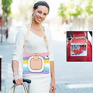 MEEgoodo Case for iPad Air 11 inch (M2) 2024&iPad Air 5th 4th Generation 10.9 inch 2022 2020&iPad Pro 11 inch Case 4th/3rd/2nd/1st Gen 2022 2021 2020 2018 with Pencil Holder&Stand&Strap,Colorful Pink