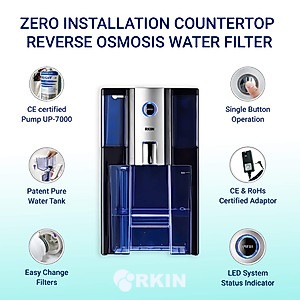 AlcaPure Reverse Osmosis Countertop Water Filter by RKIN with Patented High Capacity 4 Stage Technology: Purified Alkaline Water with Superior Taste. No Installation or Assembly Required. Space Black