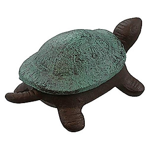 Top Brass Turtle Key Hider Figurine - Cast Iron Garden Statue with Secret Compartment - Indoor / Outdoor