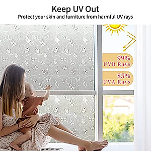 DKTIE Static Cling Decorative Window Film with Installation Tools, Non Adhesive Privacy Film, Window Privacy Film Decorative Butterflies, Window Film Frosted Glass (01, 17.7 x 78.7 Inch)