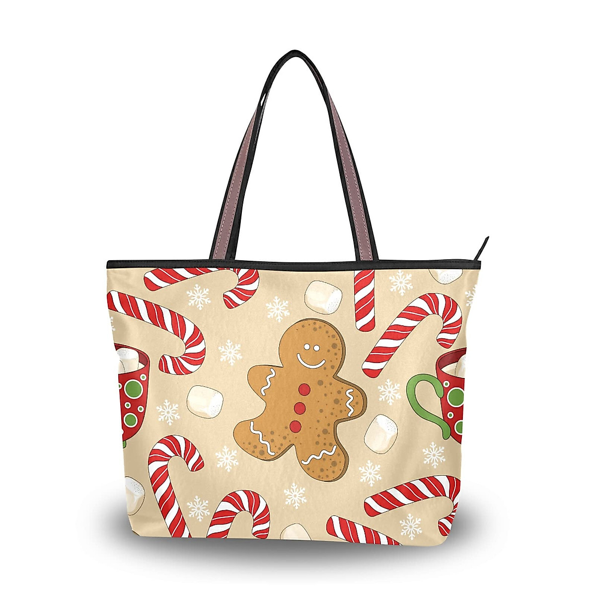 KFBE Christmas Gingerbread Women Tote Bags Snowflake Top Handle Satchel Handbags Purse Shoulder Bag for Shopping M 2080395
