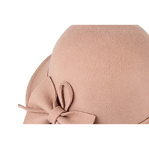 DANTIYA Kids Girls Winter Warm Bucket Hats Fedoras with Belt (Khaki)