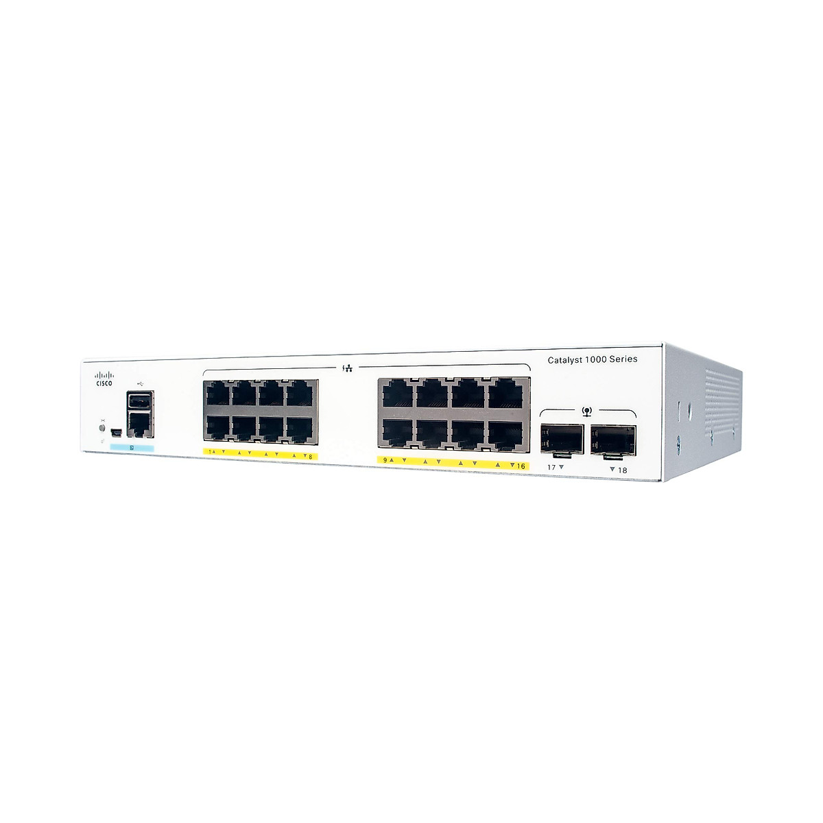 Cisco Catalyst 1000-16T-E-2G-L Network Switch, 16 Gigabit Ethernet Ports, 2 1G SFP Uplink Ports, Fanless Operation, External PS, Enhanced Limited (C1000-16T-E-2G-L)