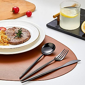 Locci 20 Pieces Silverware Set, Modern Flatware Set for 4,18/10 Stainless Steel Cutlery Set Dishwasher Safe (L.black)