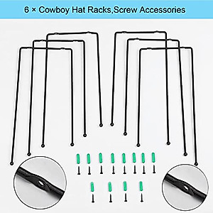 YYDSZZ Cowboy Hat Rack for Wall,6 Pieces Cowboy Hat Holder for Hat Storage Cowboy Hat Hangers for Wall Display, Hat Holder Organizer (Black)