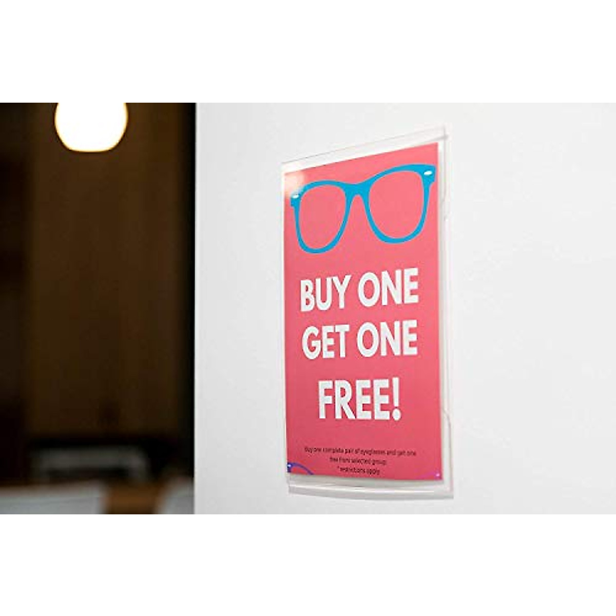 Wall Mount Acrylic Sign Holder [Set of 6] with Adhesive! Clear Heavy Duty Sign Holder 8.5 x 11 inches Portrait! or 11 x 8.5 Landscape! Perfect for Home, Office, Store, or Restaurant