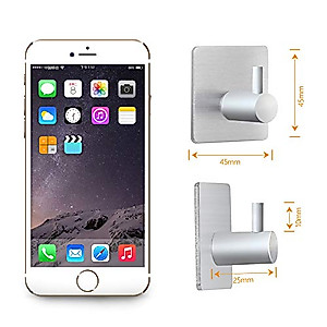 Tidysun Adhesive Hooks Heavy Duty , Waterproof Robe Hangers Towel Hooks Stick on Wall Hooks for Bathroom Kitchen Home Doors Closet 4Packs (Silver)