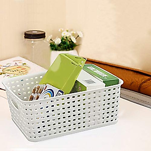 NICESH 6-Pack White Plastic Small Storage Baskets, 10" x 7.7" x 4"