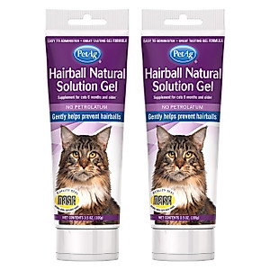Pet-Ag Hairball Natural Solution Gel Supplement for Cats - 3.5 oz, Pack of 2 - Helps Prevent and Reduce Hairballs in Cats 6 Months and Older - Petrolatum Free