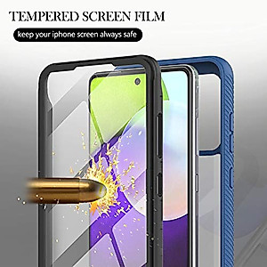 Ostop Case Compatible with Samsung Galaxy A52 5G/4G,Full Body Rugged Clear Case with Built-in Screen Protector,Front and Transparent Back Dual Layer Hybrid Cover,Shockproof Soft TPU Bumper Case,Blue