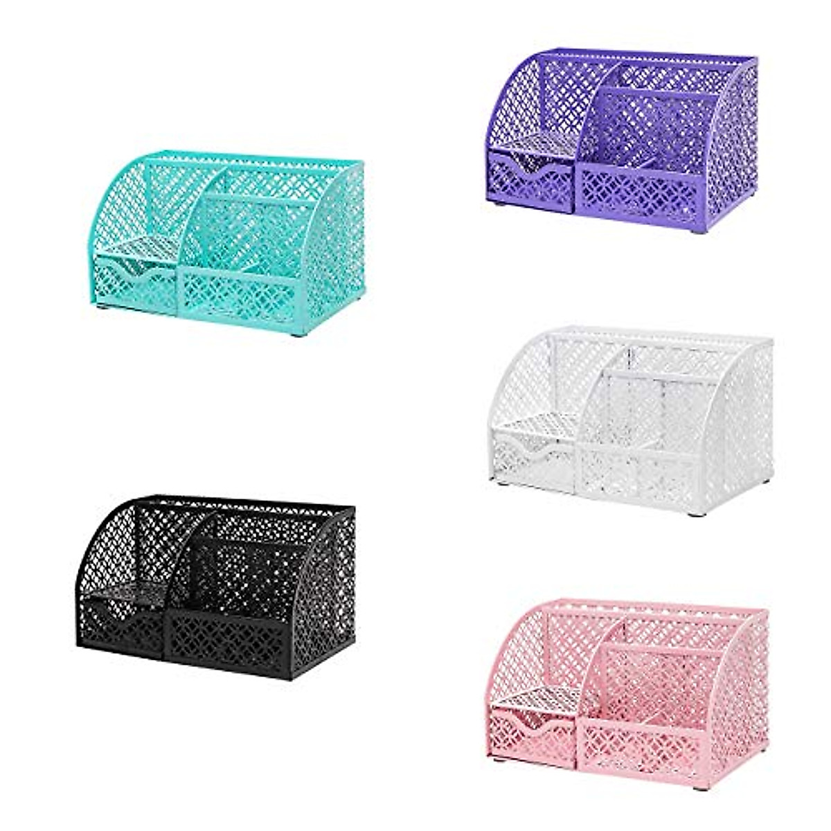 Annova Mesh Desk Organizer Office with 7 Compartments + Drawer/Desk Tidy Candy/Pen Holder/Multifunctional Organizer - Turquoise