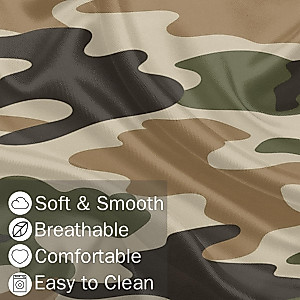 Camo Body Pillow Covers Decorative Soft Bedding Satin Pillowcase with Zipper Closure Cooling Breathable Long Pillow Case-21"x 54"