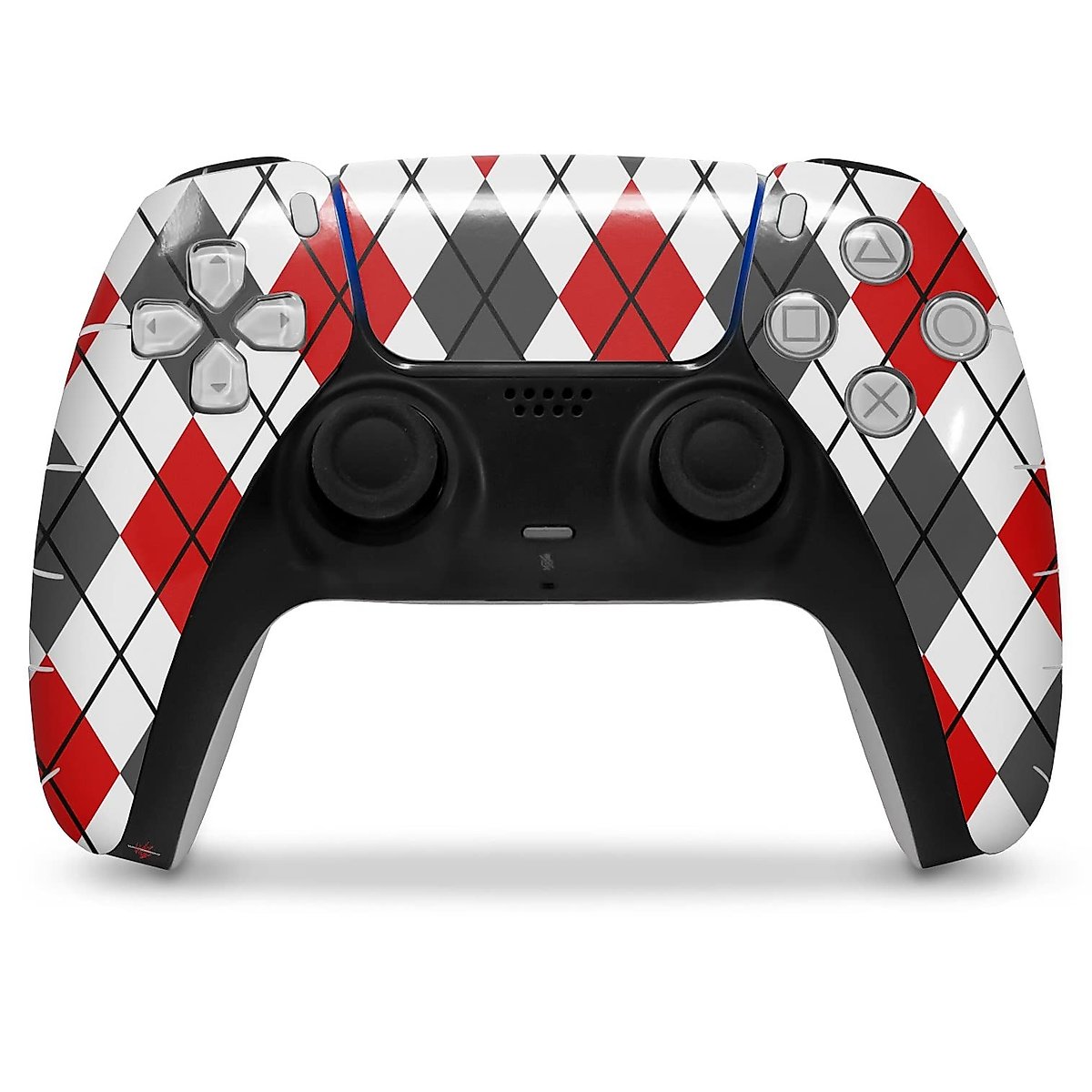 WraptorSkinz Skin Wrap compatible with Sony PS5 DualSense Controller Argyle Red and Gray (CONTROLLER NOT INCLUDED)