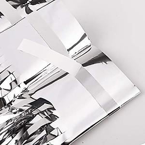 CHRORINE 2pcs 3ft x 8.3ft Silver Tinsel Foil Fringe Curtains Streamers Backdrop for Birthday Graduation Engagement Bridal Shower Bachelorette Baby Shower Holiday Party Decorations