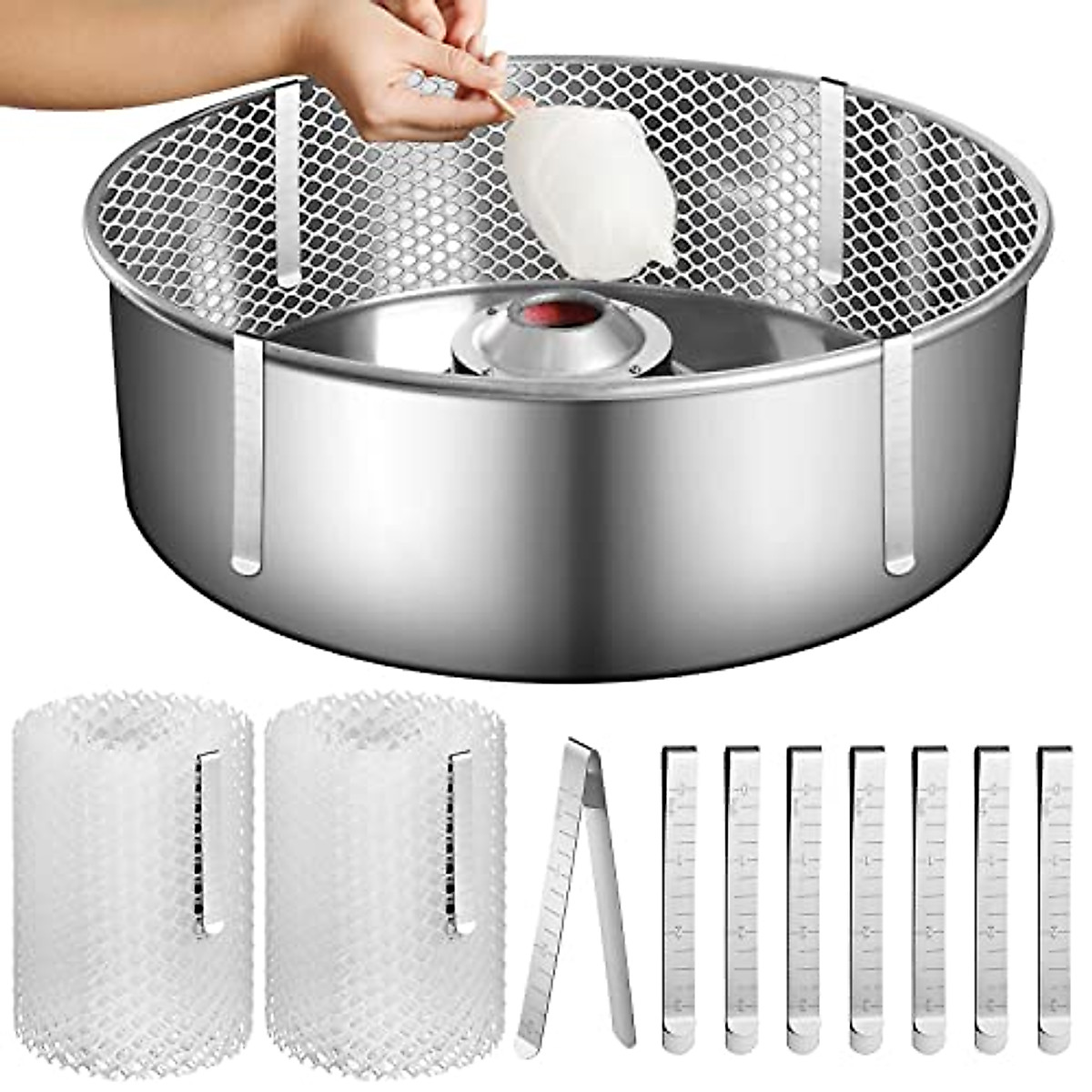 Juexica Sets Cotton Candy Mesh Clip Stabilizer Kit White Cotton Candy Machine Supplies Reusable Candy Making Accessories Compatible Cotton Candy Machine Candy Floss Maker Kitchen 4.25 x 0.5 inches
