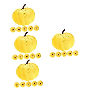 DECHOUS 24 Pcs Fabric Pumpkin Ornament Farmhouse Pumpkin Desktop Pumpkin Ornament Halloween Mini Pumpkins Decor for Home Fabric Pumpkins for Decorating Foam Dining Table Vegetable