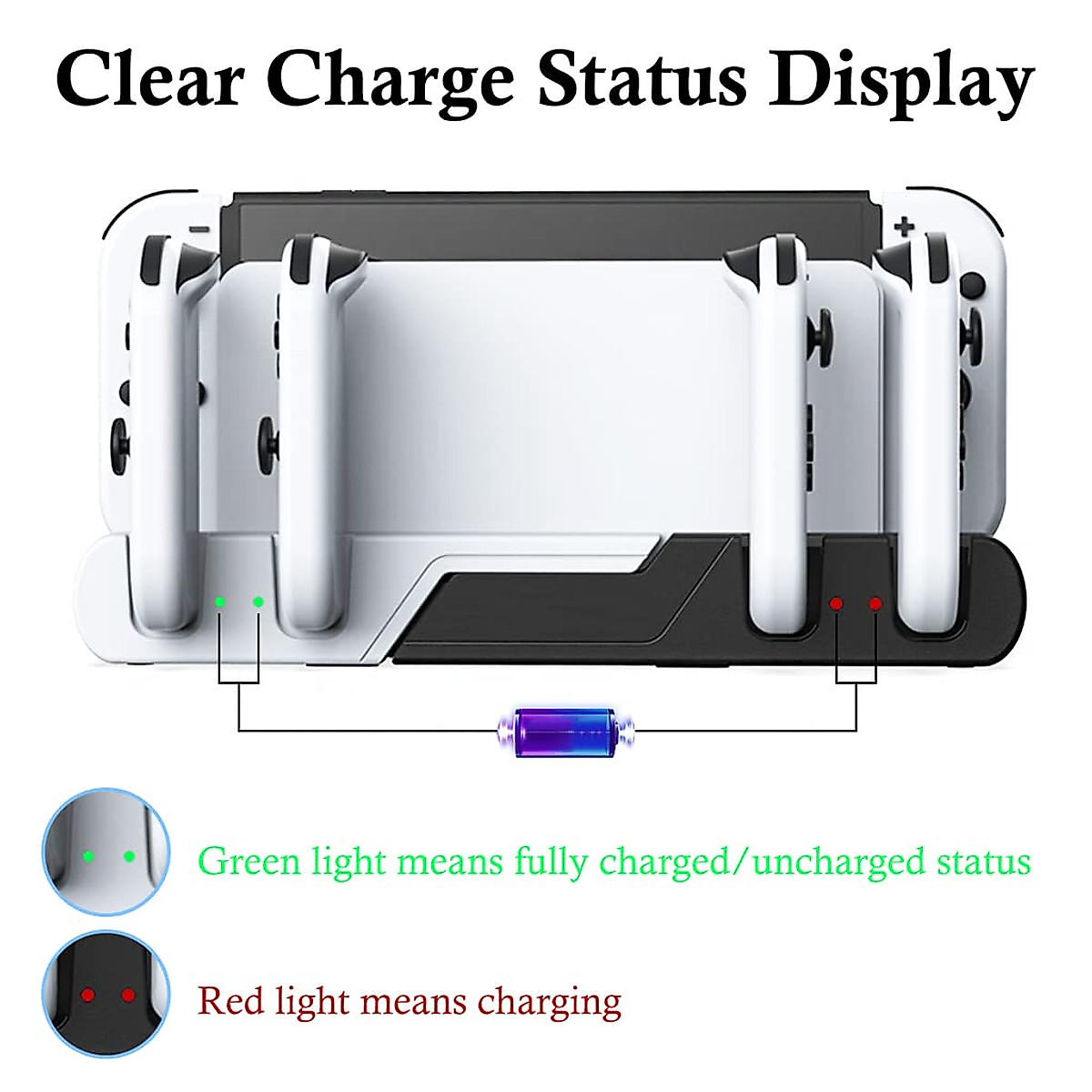 ZNKG Switch Controller Charging Dock Station Compatible with Nintendo Switch & OLED Model with 4 Joy-con Charging Slots, Joy Con Charger Stand Station for Nintendo Switch with 2 Game Card Slots Dobe