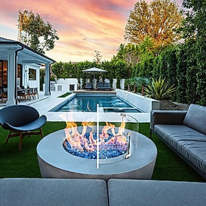 Apromise Fire Pit Wind Guard - 23" x 7" Fire Pit Glass Wind Guard for Round Fire Pit Table | 1/4-Inch Thickness Tempered Glass & Hard Aluminum Corner Brackets