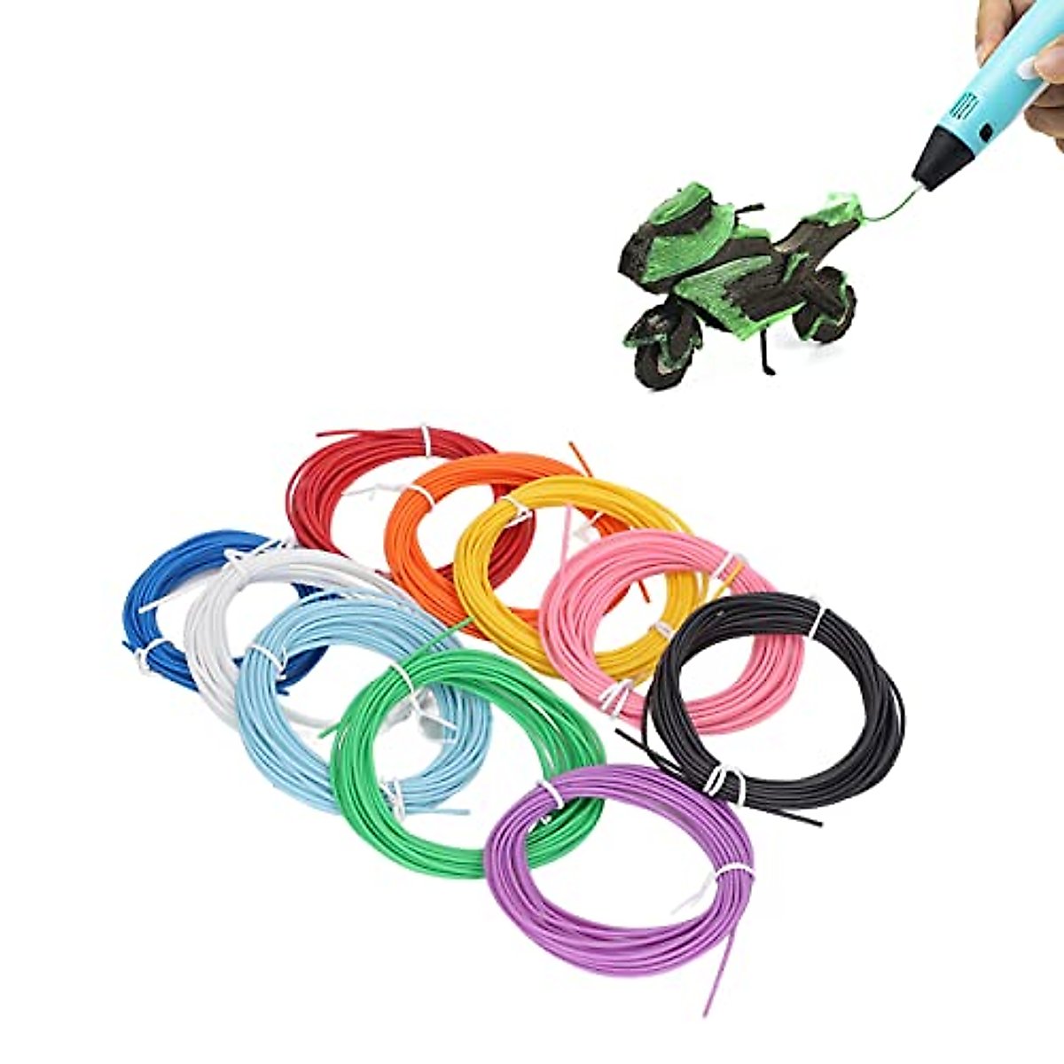 PCL Filament Refill for 3D Pen, 1.75mm 16.4 Feet PCL Consumables for 3D Pen Easy and Bright Use 10 Colors for Replacement