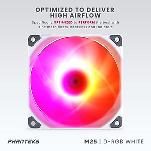 Phanteks (PH-F120SK_DRGB_PWM_WT01_3P) SK120 DRGB PWM FAN 3Pack – 3X 120mm fan, high airflow nine-blade design, DRGB Lighting, rubber dampening washers - White 