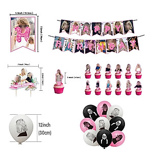 46PCS Happy Birthday Party Decorations, Room Decorations, Music Merch Include Singer Birthday Kids' Party Balloons, Happy Birthday Kids' Party Banner, Kids' Cake Topper and Cupcake Toppers