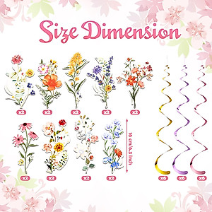 Trandraft 36 Pcs Wildflower Hanging Swirl Decorations Floral Wedding Flower Birthday Baby Shower Party Decorations Hanging Swirls for Home Classroom Flower Garden Themed Party Supplies for Women