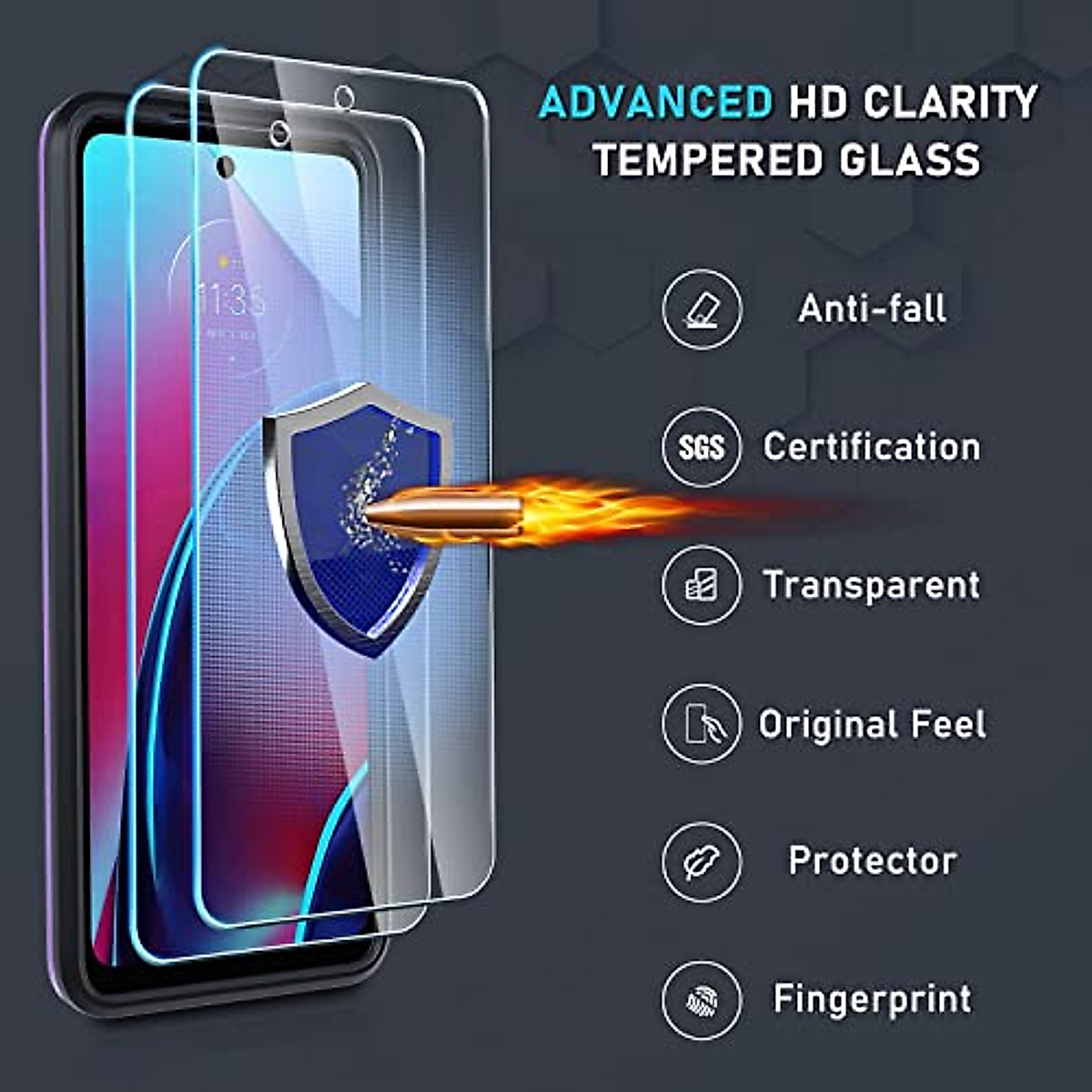 Janmitta Motorola Moto G 5G 2022 Case with Screen Protector[2 Pack], Heavy Duty Shockproof Full Body Protective Phone Cover,Built in Rotatable Magnetic Ring Holder Kickstand,Lavender