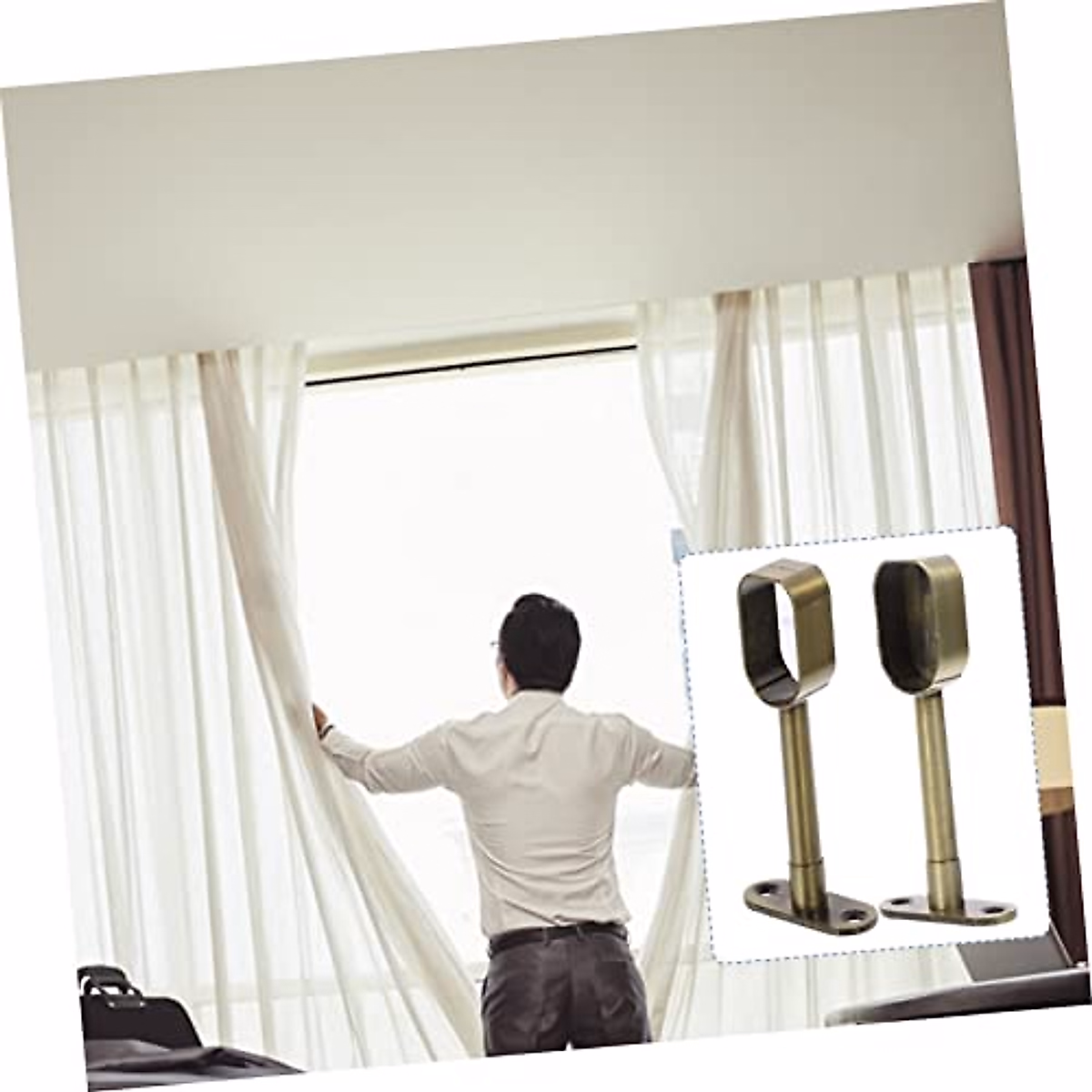 Cabilock 20 pcs Closet Tension Ceiling Shower Lever Support Clo Bar Steel Mounting for Hanger Fitting Organizer and Bracket Rod Holders Pipe Holder Open Curtain Bronzing End Close Towel