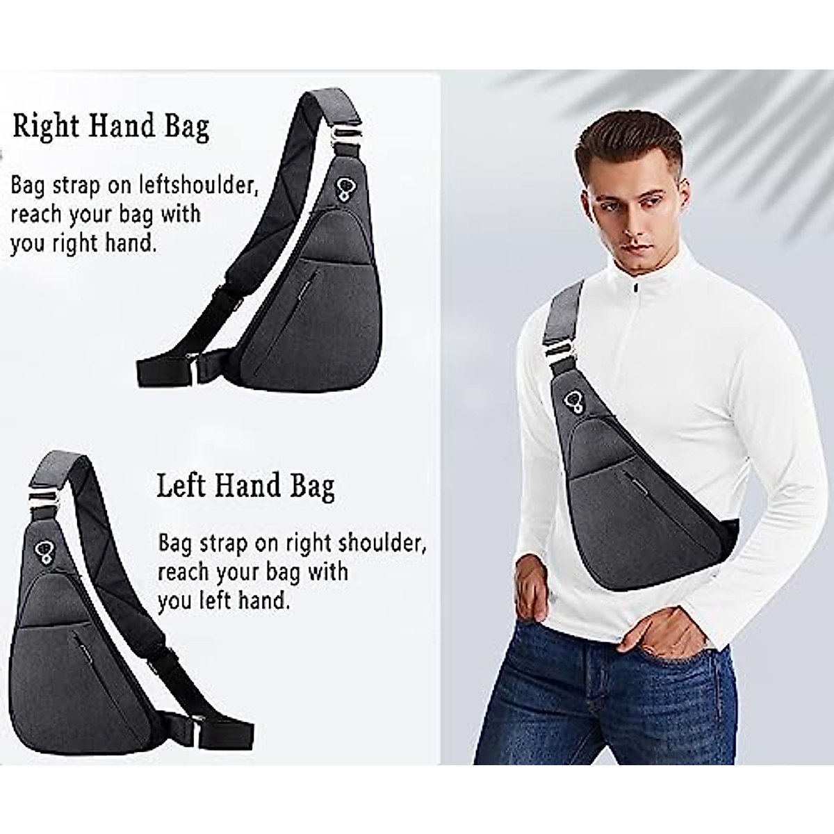 CAISANG Small Sling Bag Men Crossbody Bag Shoulder Backpack Hiking Daypack Women Anti-Thief Personal Pocket Casual Chest Bag for Travelling Hiking Outdoor Sport