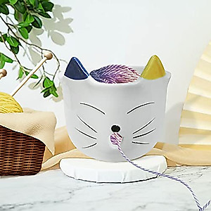 Cat Yarn Bowl, Yarn Bowl for Crocheting and Knitting Made of Ceramic 566 Inches Tangle Free