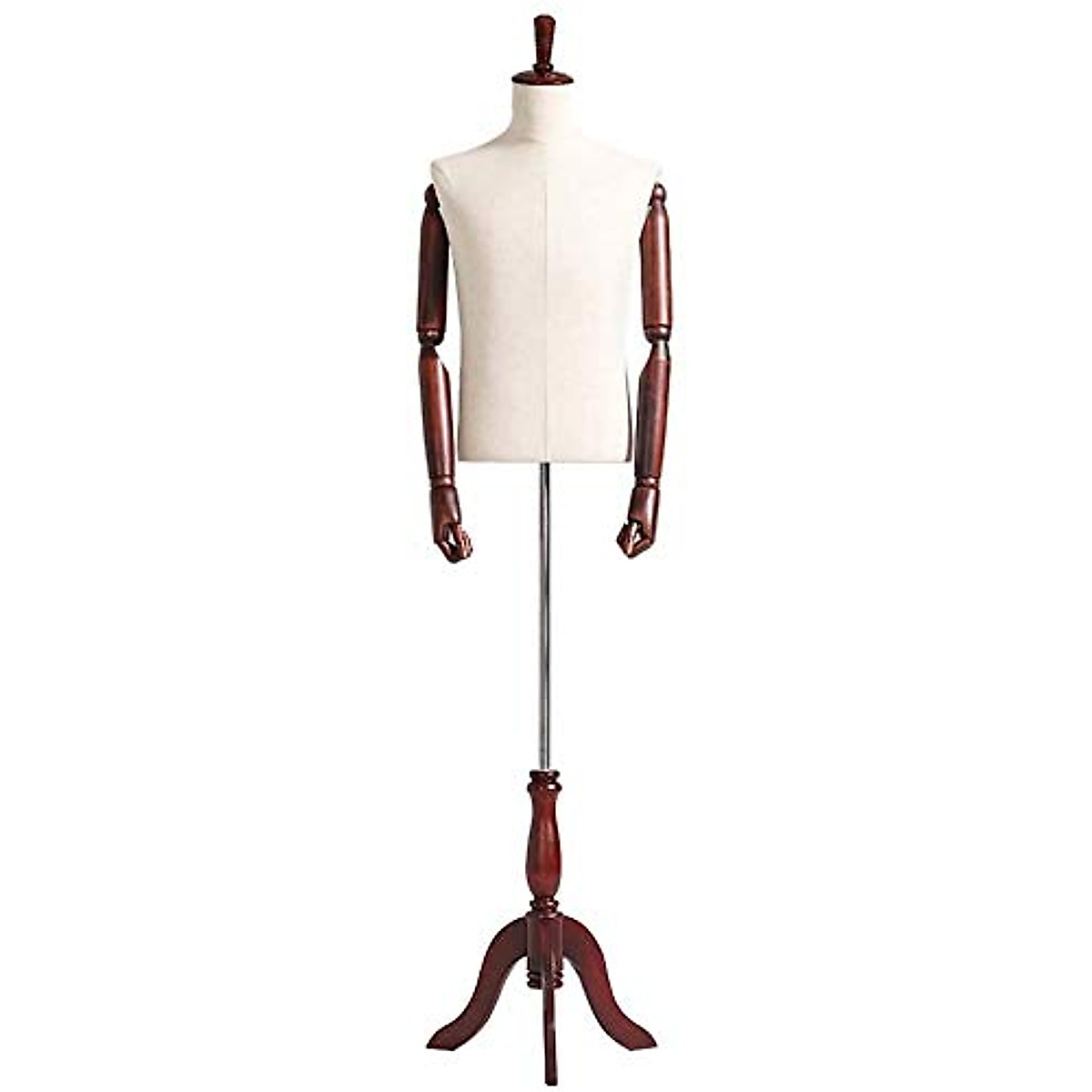 Tailors Dummy Male Mannequin Busts Torso with Wooden Tripod Stand |for Clothing Realistic Display Dressmakers Dummy with Arm Dressmakers Dummy