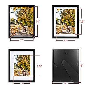 Beyond Your Thoughts 11"X14" Real Wood + Real Glass (Hang/Stand) Black Picture Photo Frame with Matted for 8"X10" or 9"x12" Photo for Wall and Table Top-Mounting Hardware Included(1 Pack)