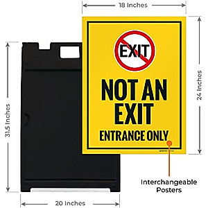 Enter Only   Not An Exit Entrance Only With No Exit Symbol  Sidewalk Sign Kit, 18x24 Inches, With A Frame Stand, Made in USA by Sigo Signs